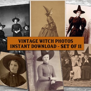 Printable Vintage Halloween Witches, Digital Collage Antique Witch ...