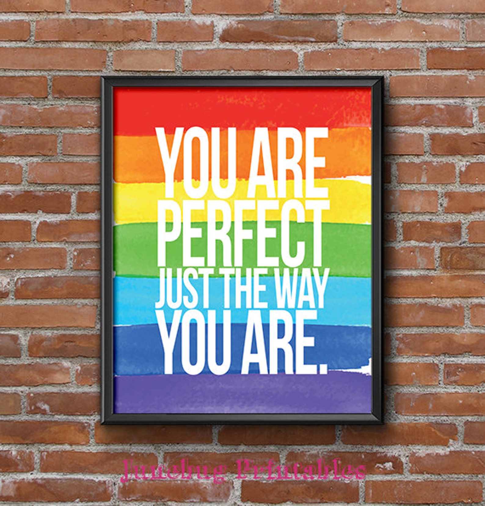 Rainbow Printable Wall Art Inspirational Quote Perfect Just - Etsy