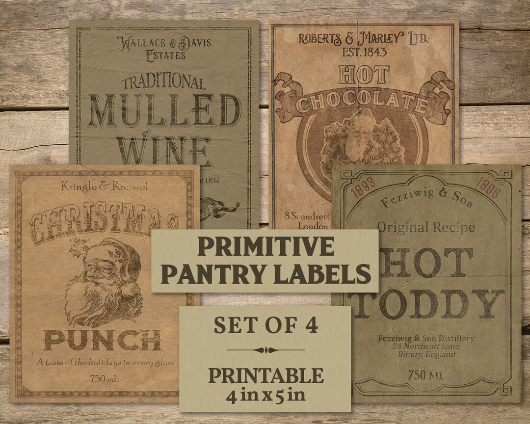 Printable Country Christmas Drink Pantry Labels, Vintage Ad Scrapbook ...