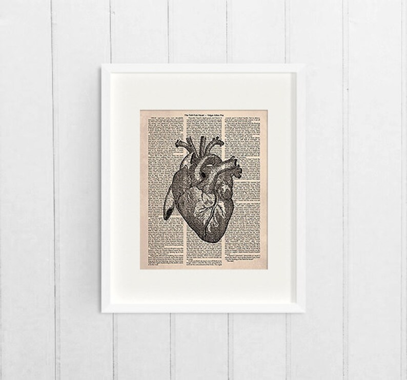 Halloween Dictionary Art Printable Anatomical Heart Book Page | Etsy