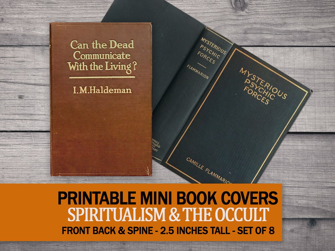 8 Mini Halloween Occult Book Covers, Antique Printable Psychic Medium ...