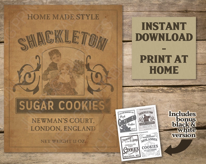 Printable Country Christmas Cookie Pantry Labels Vintage Ad - Etsy