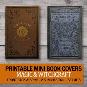 8 Mini Halloween Book Covers, Printable Magic Witch Spellbook Set ...