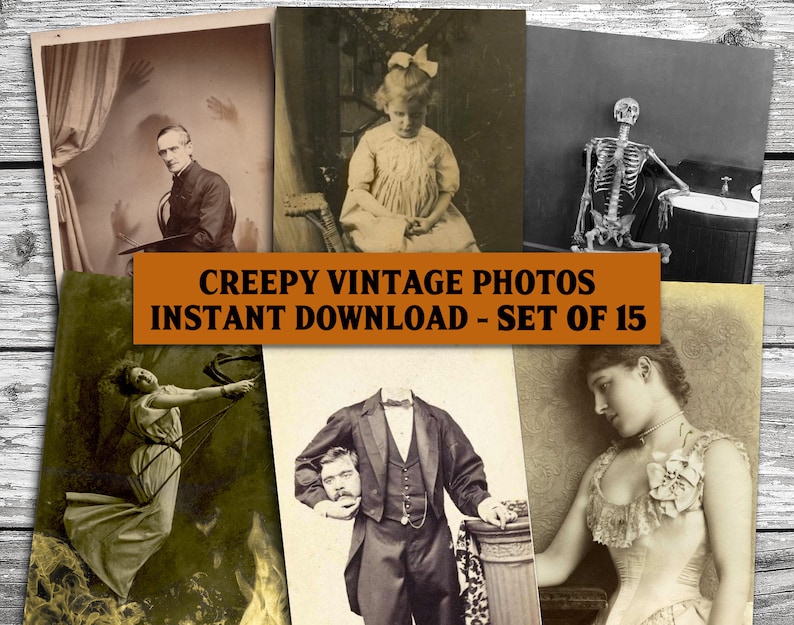 Printable Creepy Vintage Photos Halloween Digital Collage - Etsy