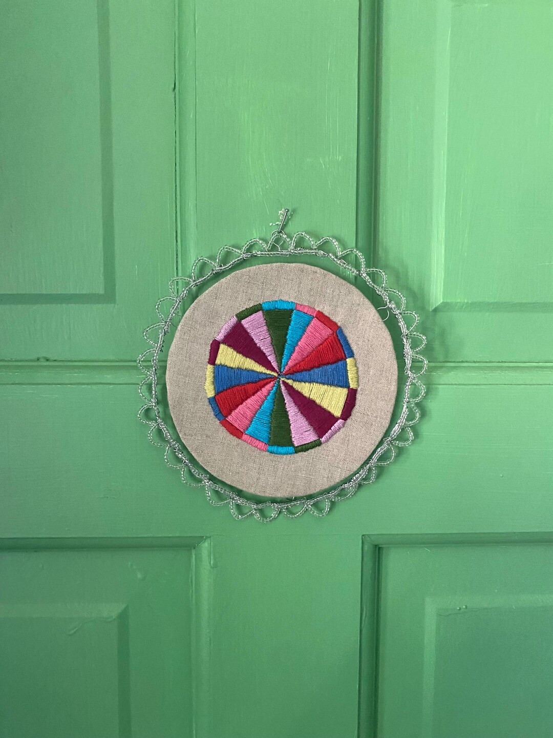 Abstract Hand Stitched Color Wheel Embroidery With Handmade Beaded ...