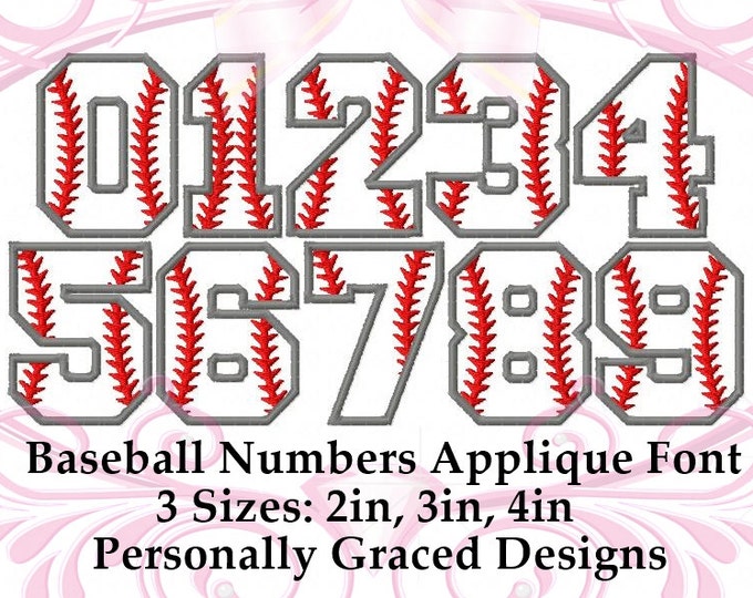 Instant Download Baseball Applique Font Numbers Machine Embroidery ...