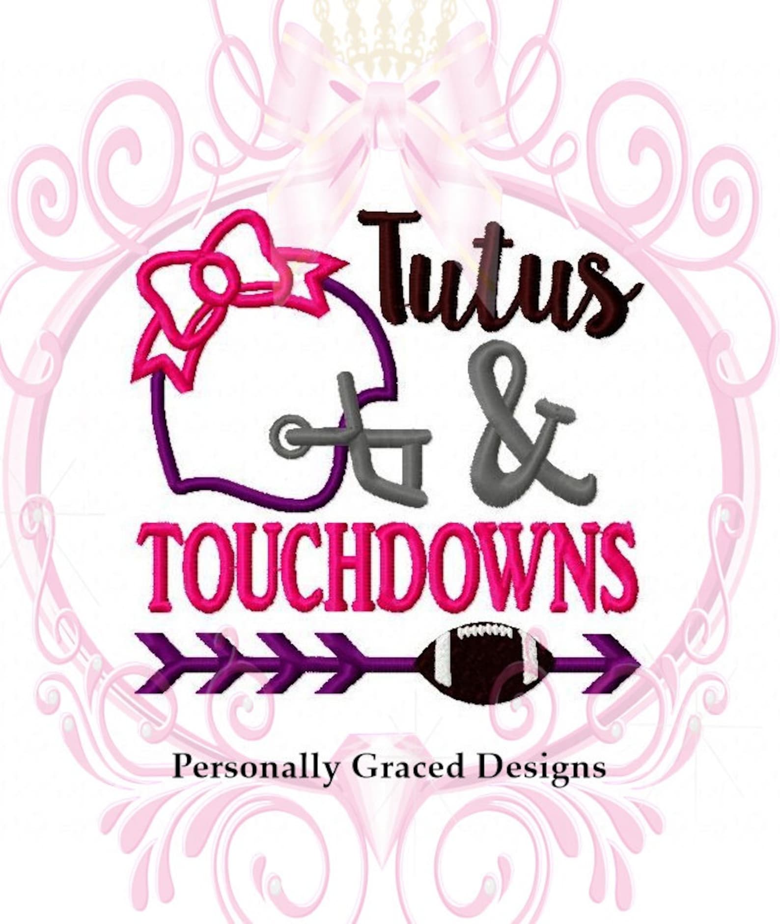Instant Download Tutus and Touchdowns Football Helmet With Bow - Etsy