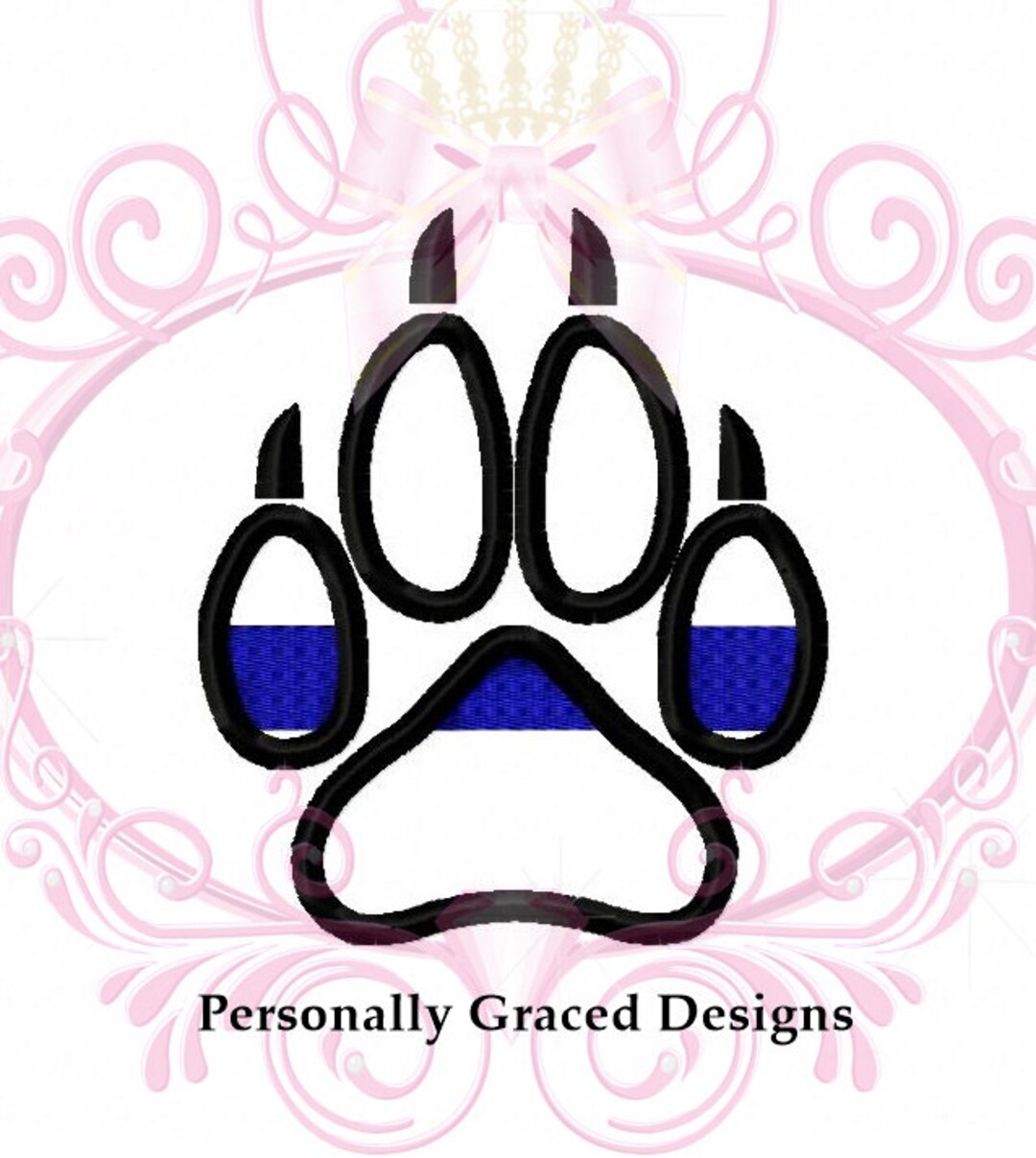Instant Download Police K9 Paw Applique Thin Blue Line - Etsy