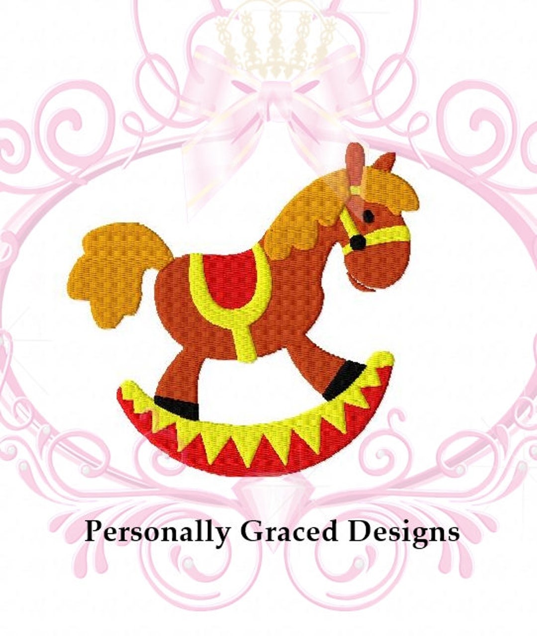 Instant Download Baby Rocking Horse Filled Stitch Embroidery Design 4 ...