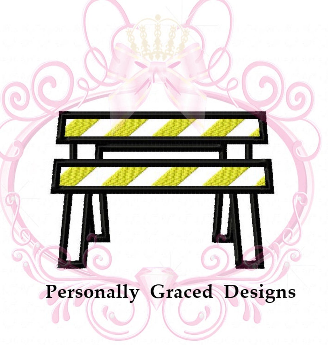 Construction Traffic Road Block Sign Applique 4 Sizes 3 4 - Etsy