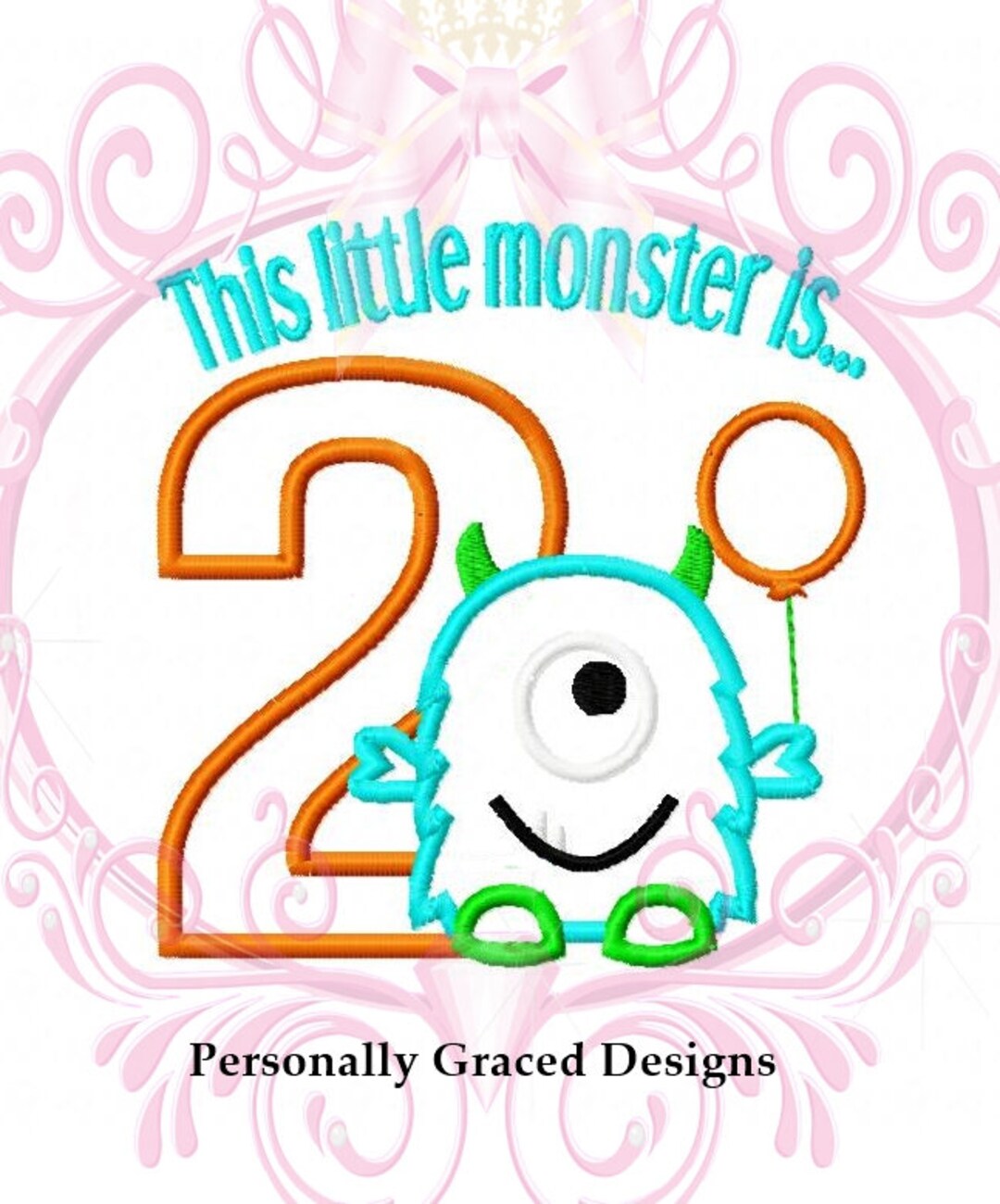 Instant Download This Little Monster is 2 Machine Applique - Etsy