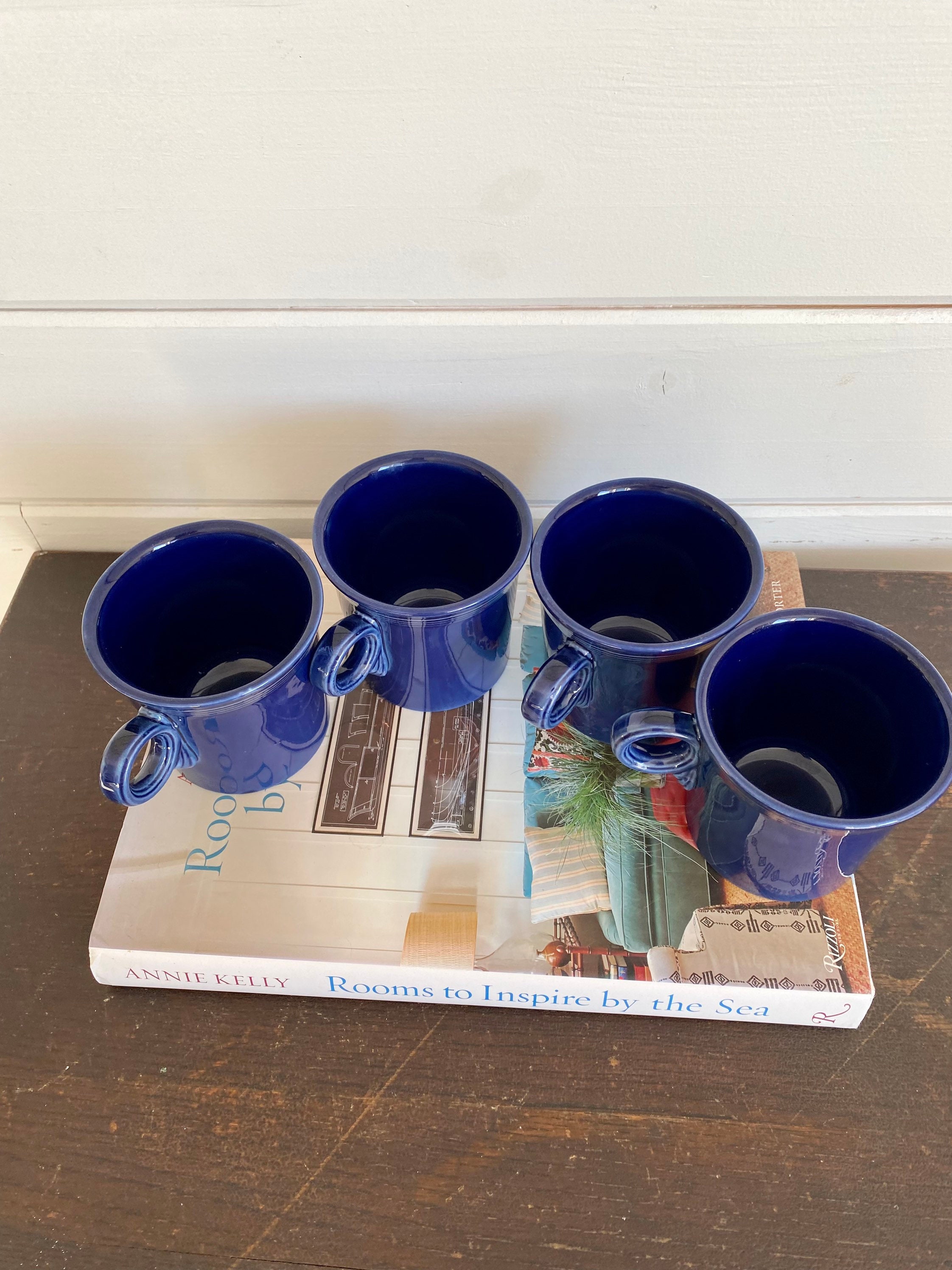 Blue Fiesta Ware Coffee Mugs, Set of 4 Fiestaware Coffee Mugs, Vintage ...