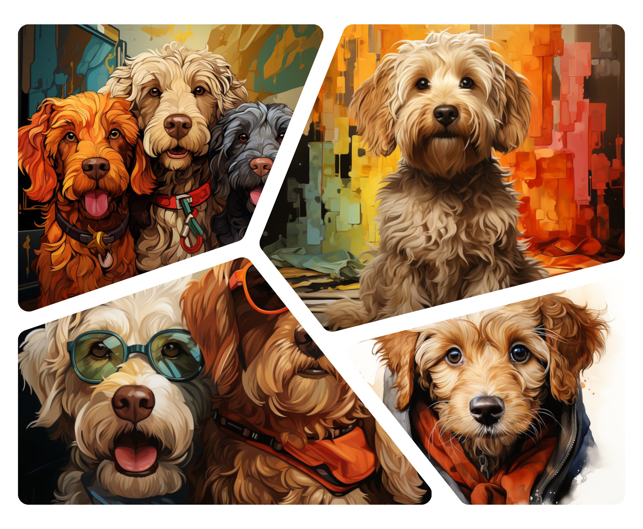 16pack Goldendoodle/digital Printable Image/digital Paper/instant ...