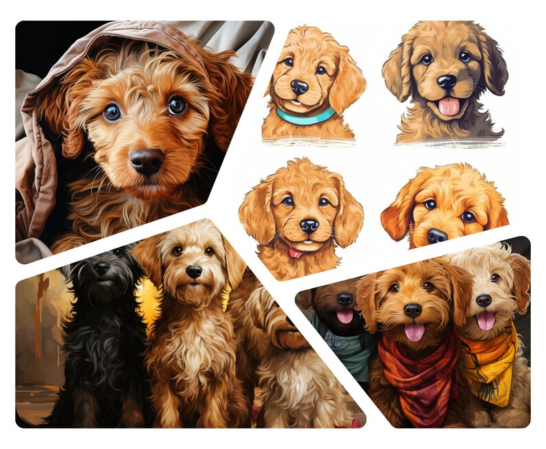 16pack Goldendoodle/digital Printable Image/digital Paper/instant ...
