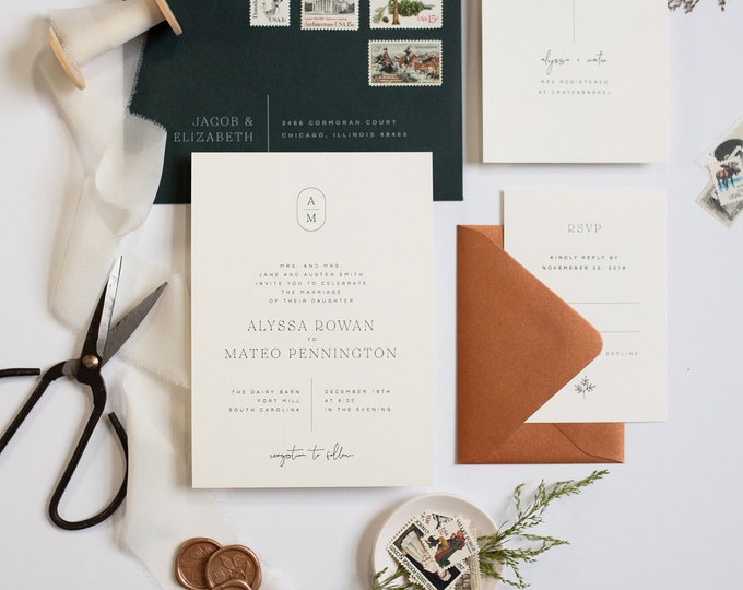 Modern Wedding Invitations, Simple Wedding Invitations, Classic Modern ...