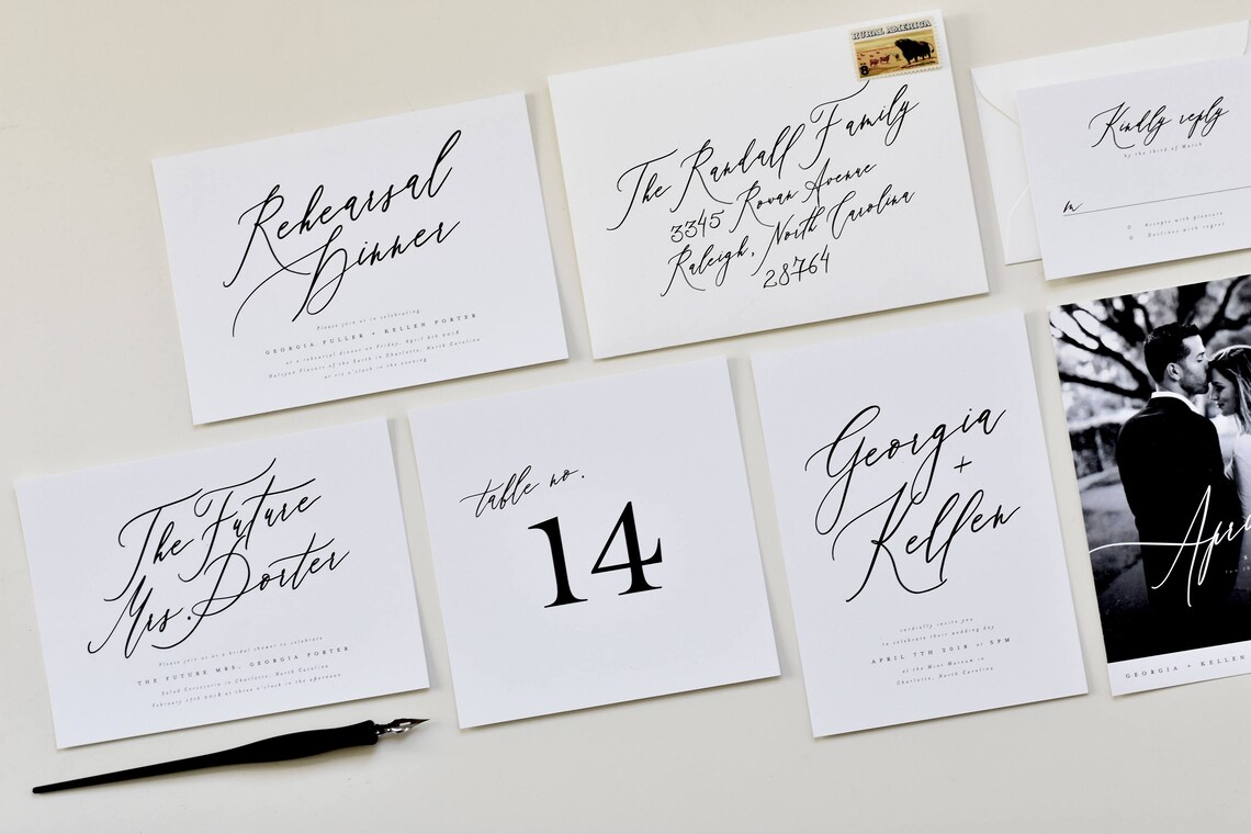 Hand Calligraphy Wedding Invitation Modern Calligraphy - Etsy