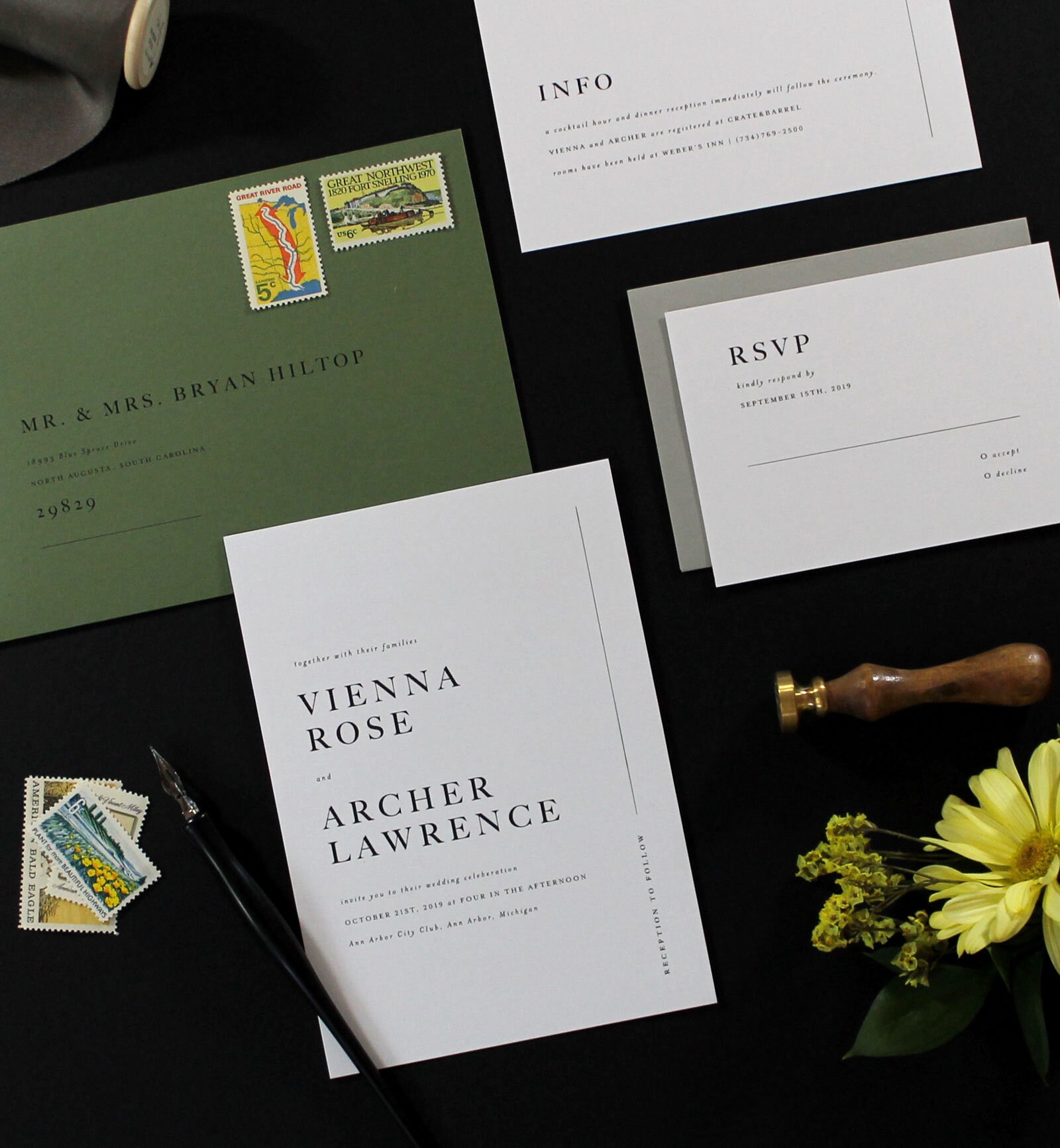 Modern Wedding Invitations Minimal Wedding Invitation Simple - Etsy