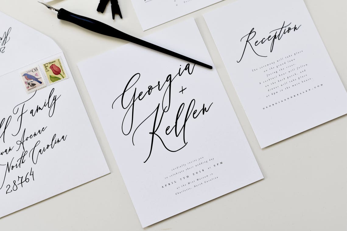 Hand Calligraphy Wedding Invitation Modern Calligraphy - Etsy