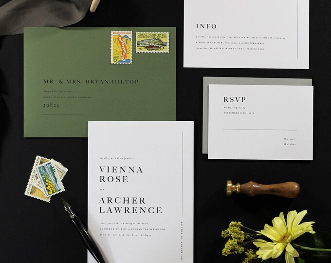 Modern Wedding Invitations, Minimal Wedding Invitation, Simple Wedding ...