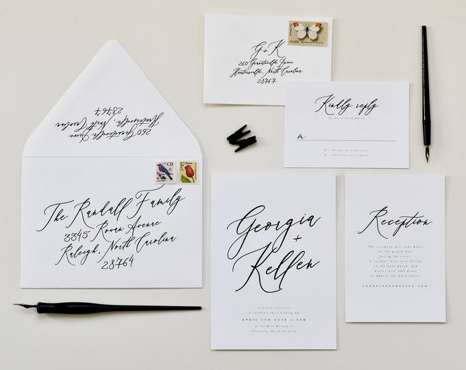 Hand Calligraphy Wedding Invitation | Modern Calligraphy Wedding Invite ...