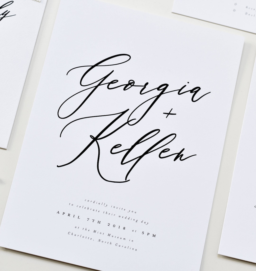 Calligraphy Wedding Invitation, Modern Calligraphy Wedding Invite ...