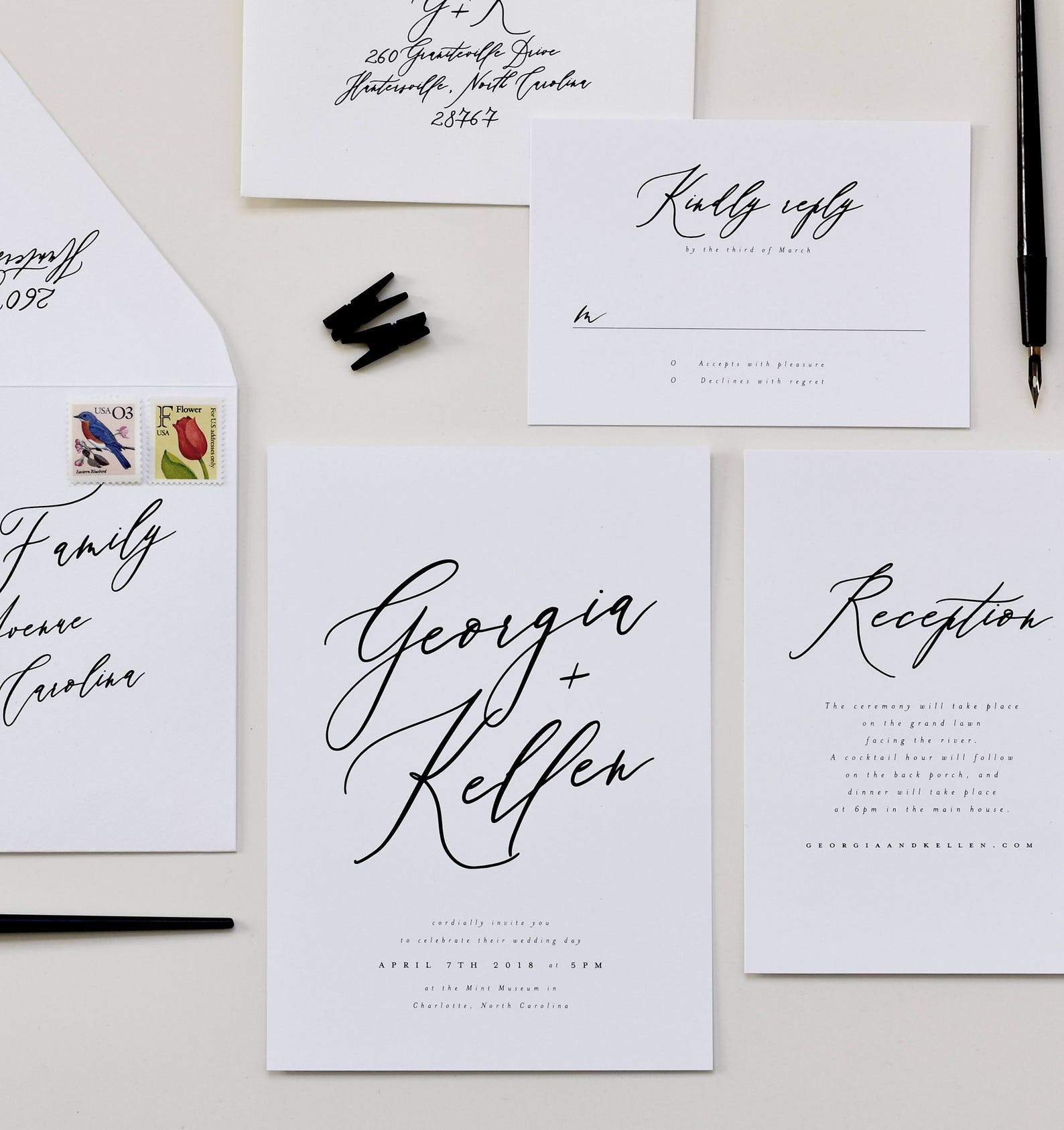 Calligraphy Wedding Invitation Modern Calligraphy Wedding | Etsy