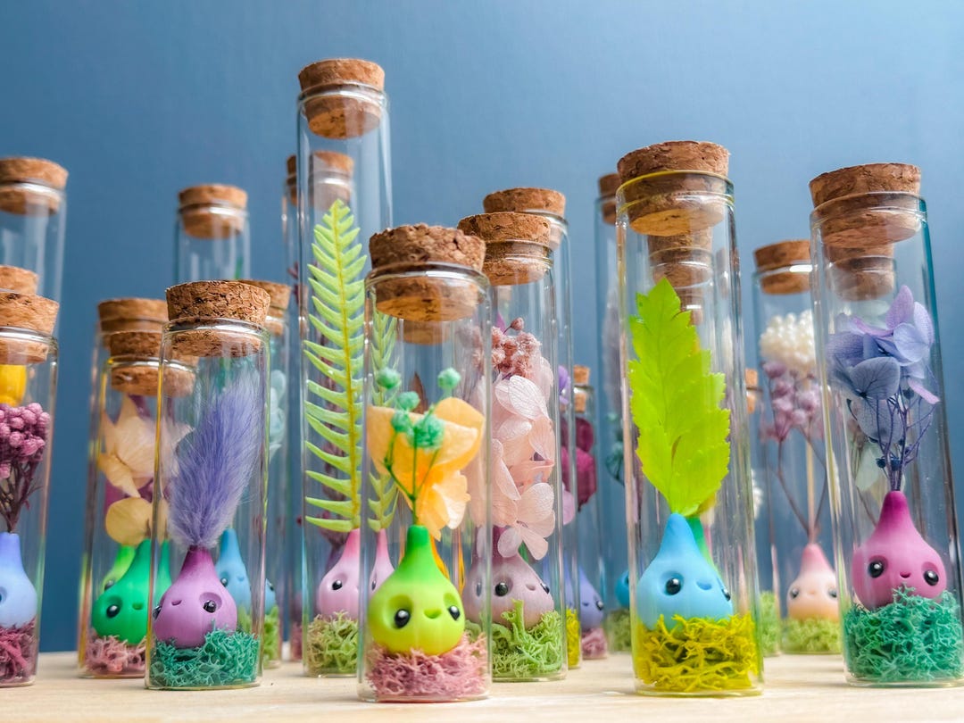 Vial of Small Glass Shoots / Multi-colored / Test Tube Eternal Flower ...