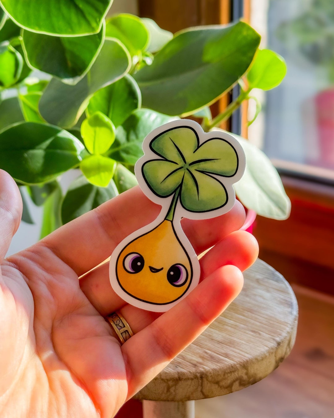 STICKER Little Four-leaf Clover Sprout / Matte Laminated / Cute Little ...