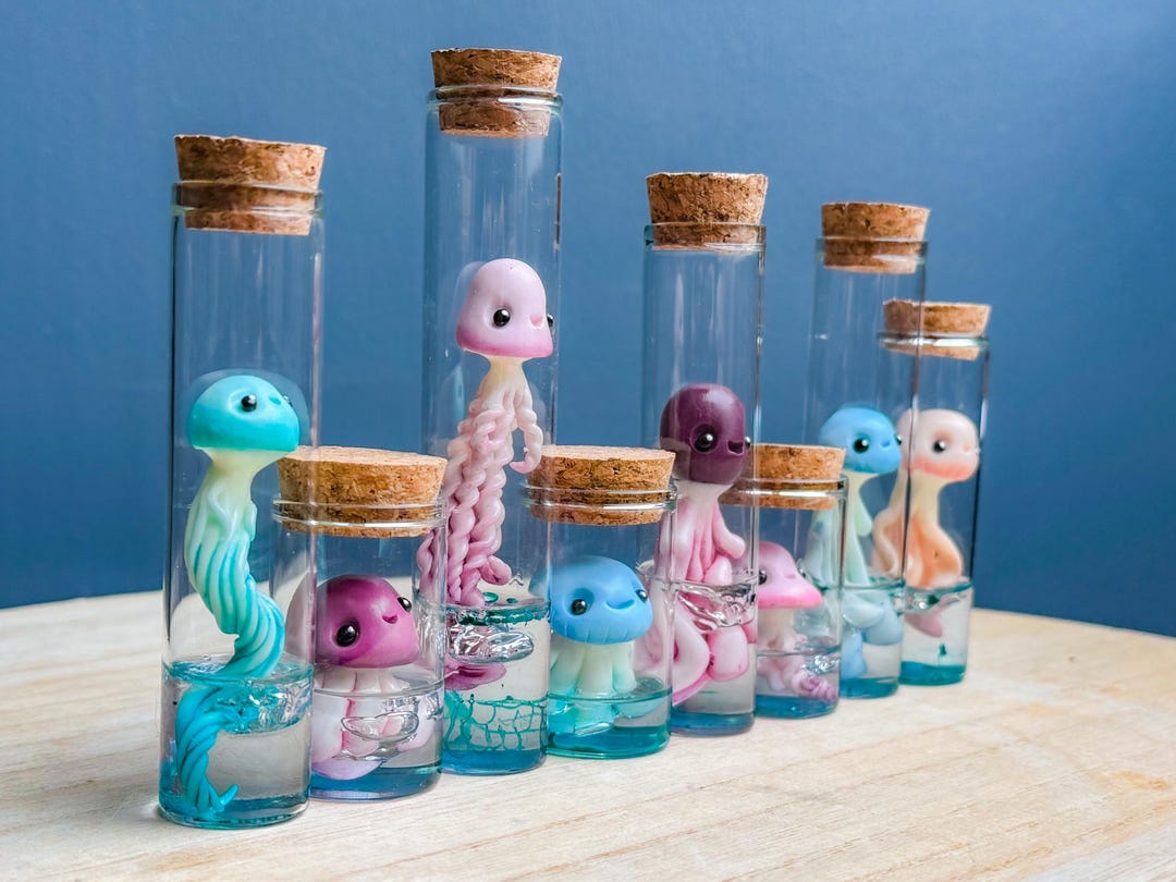 Vial of Little Jellyfish / Resin Water Test Tube / Magic Aquatic ...