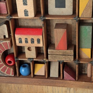 Decorative Artwork of Vintage Treen Wooden Blocks & Shapes in Antique ...