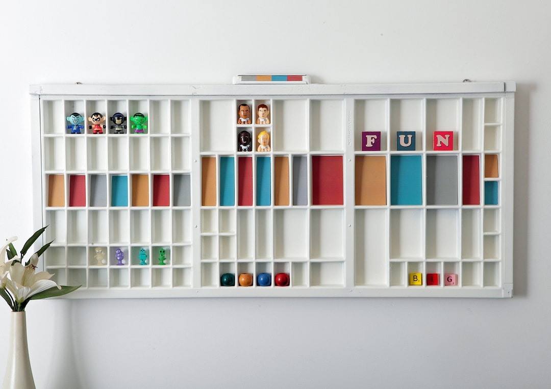 White 3D Wall Art Display Unit Cabinet Made From up Cycled Vintage ...