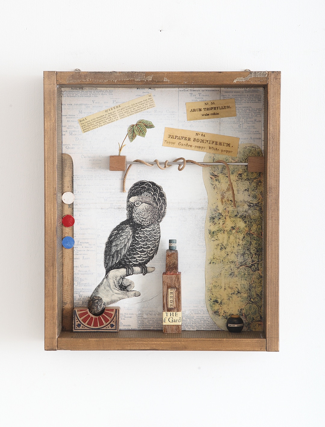 Shadow Box Assemblage Artwork 'arte of Gardening' in Vintage Reclaimed ...