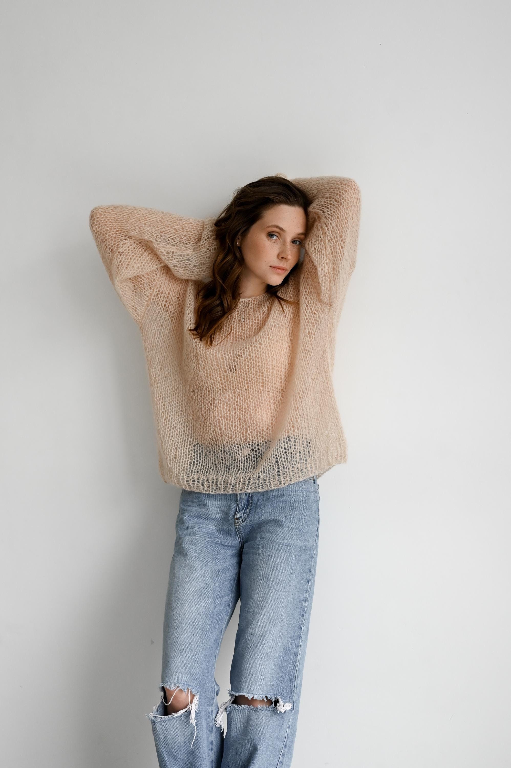Fluffy Mohair Knit Sweater: Powder Hue Oversized Jumper - Etsy