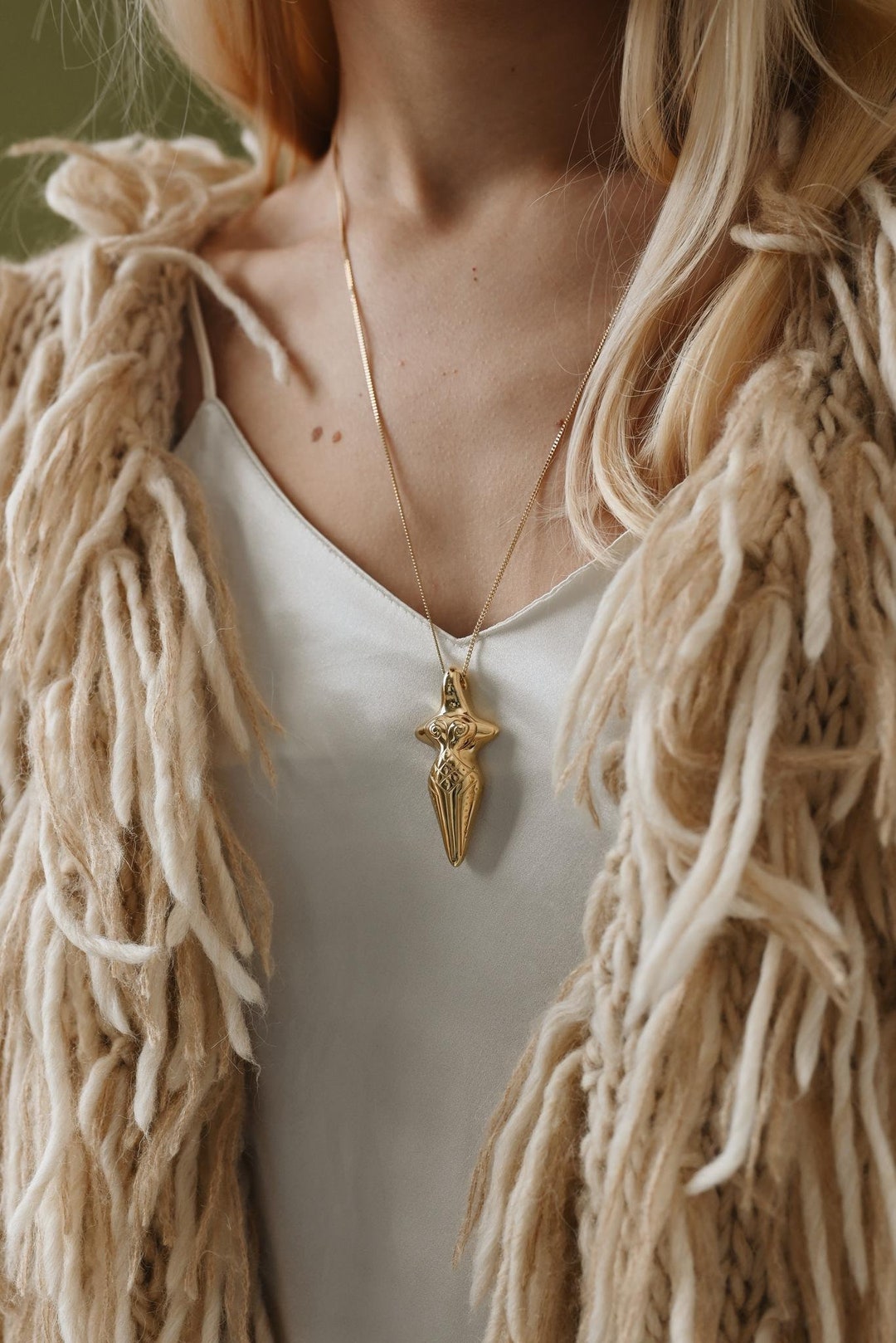 Gold Plated Silver Goddess Pendant: Trypillian Bereginya Jewelry - Etsy