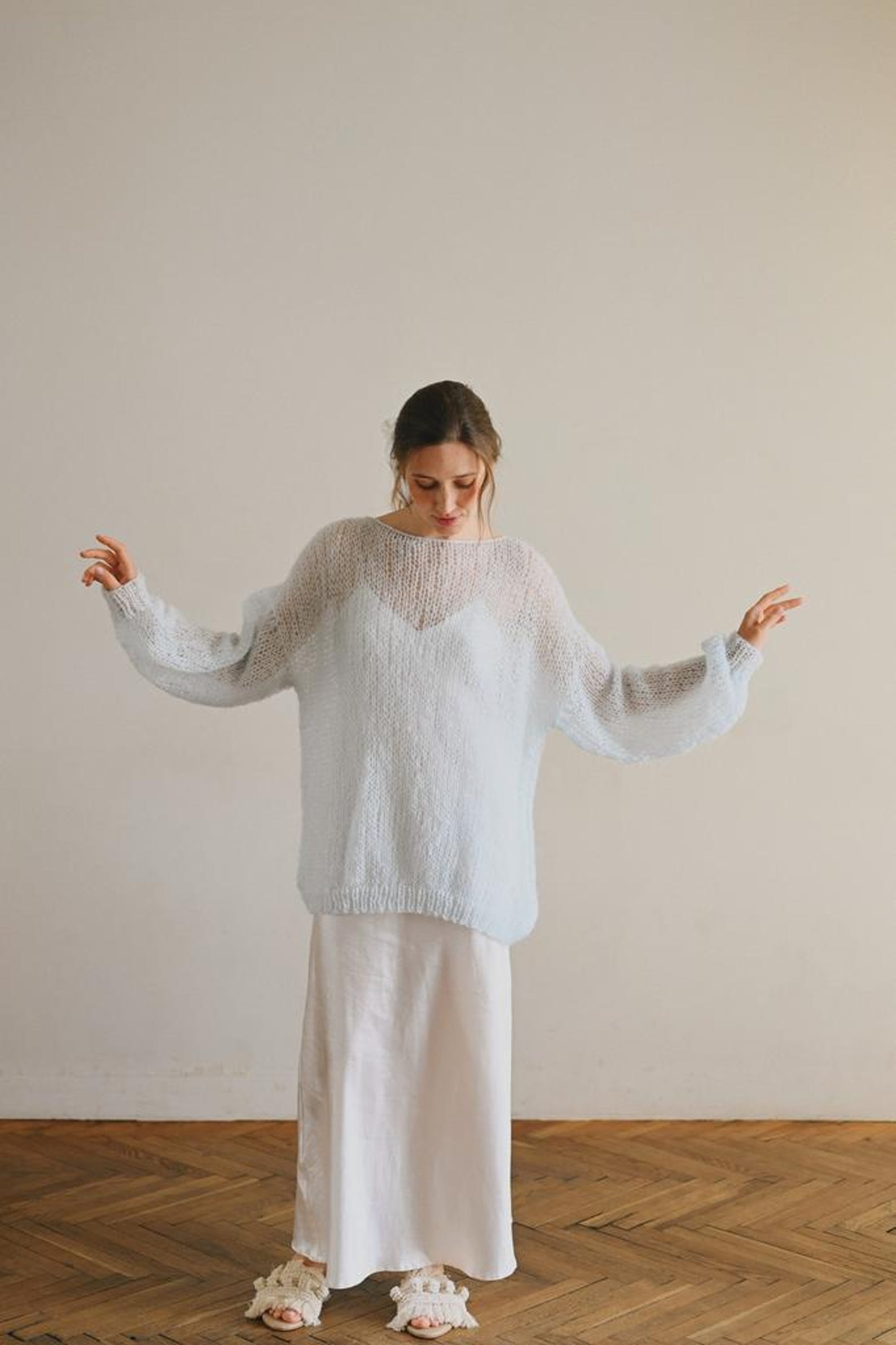 Fluffy Mohair Knit Sweater: Powder Hue Oversized Jumper - Etsy