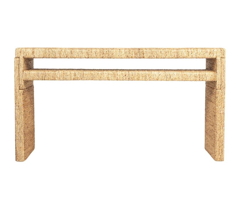 Hand-woven Water Hyacinth & Acacia Wood Console Table W/ Shelf - Etsy