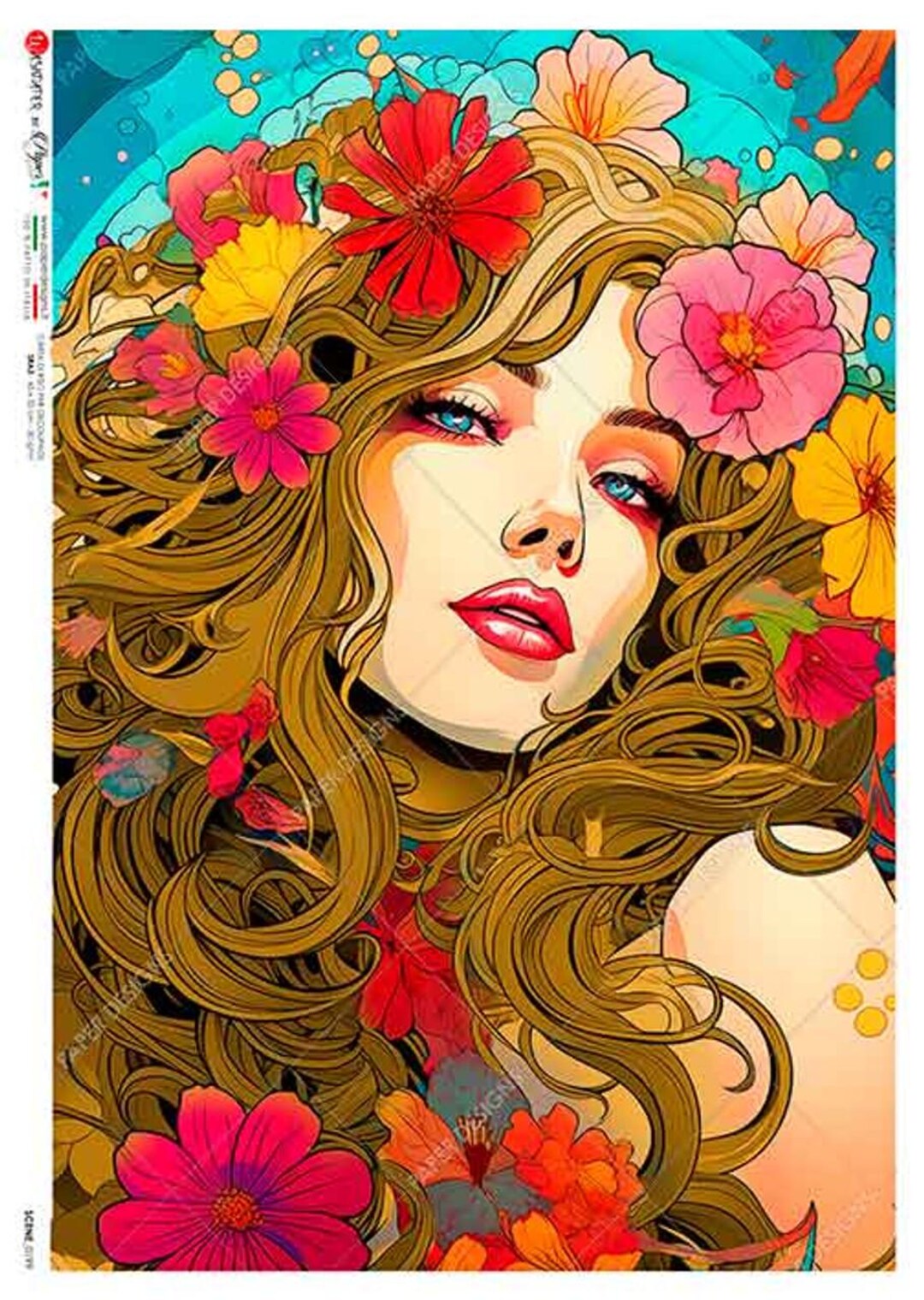 Paper Designs Lush Locks Floral Color Pop A4 Rice Paper - Furniture ...