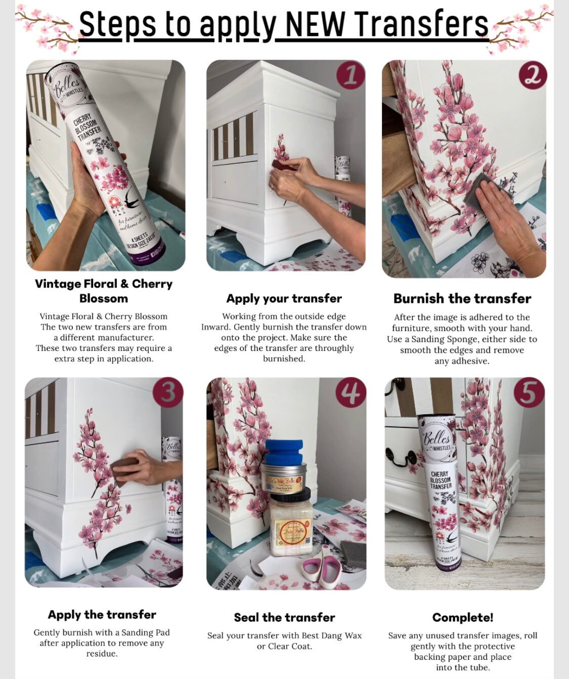 Vintage Floral Transfer Dixie Belle Flipping Fabulous Salina - Etsy