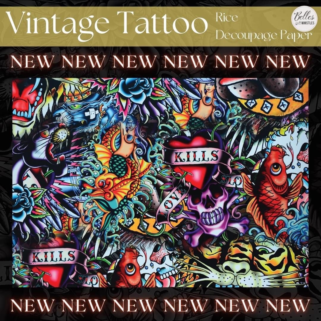 Vintage Tattoo A1 Decoupage Paper Dixie Belle Flipping - Etsy