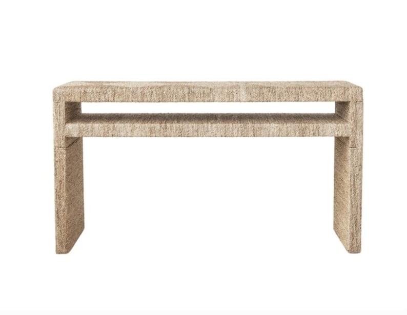 Hand-woven Water Hyacinth & Acacia Wood Console Table W/ Shelf - Etsy
