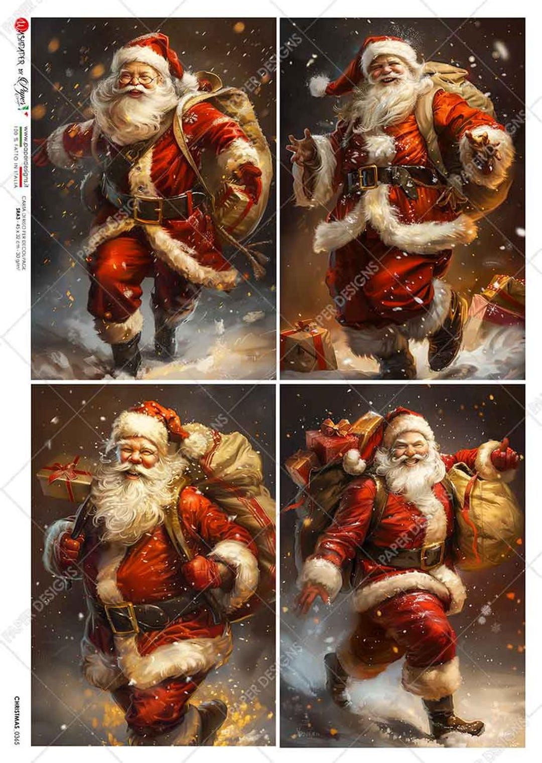 Paper Designs Santa Delivering Toys Four Pack Rice Paper - Furniture ...