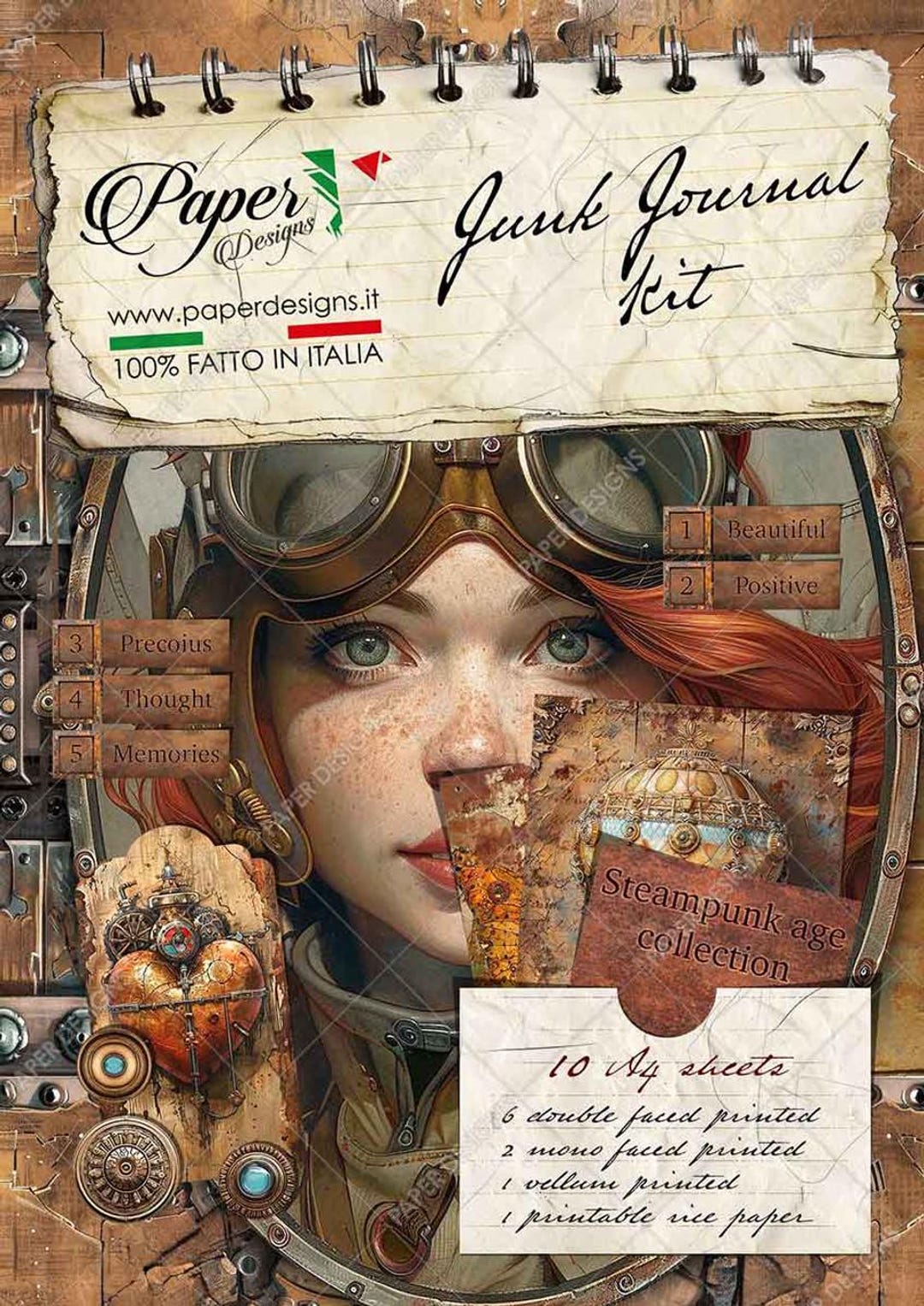 Paper Designs Steampunk Age Collection Junk Journal Kit, 10 Pages ...