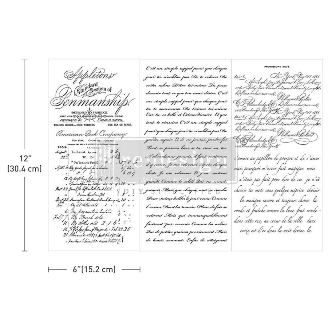 Small Transfers – Vintage Script Mastery – 3 Sheets, 6″x12″ - Rub on ...