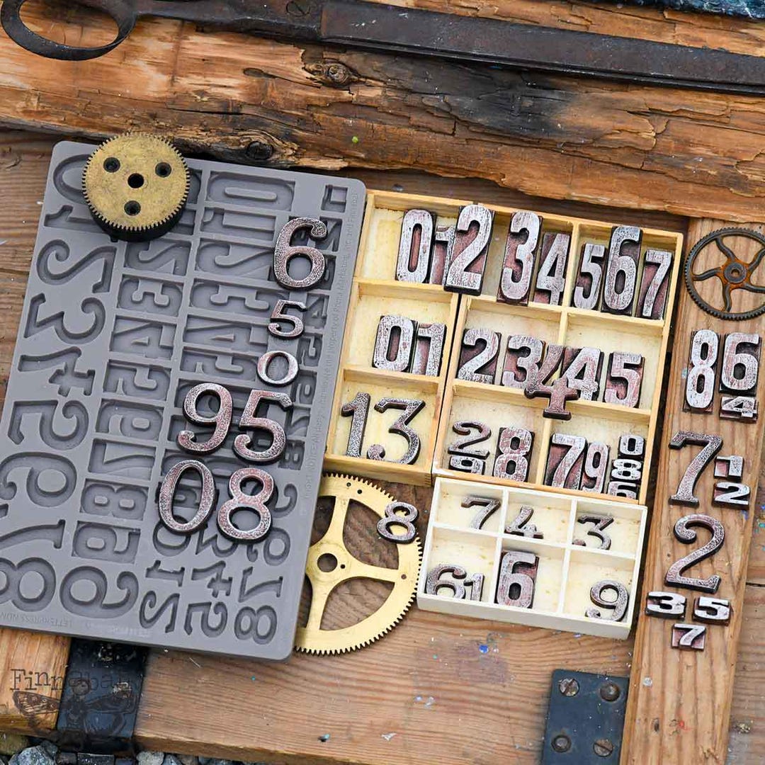 Silicone Mould - Letterpress Numbers – Finnabair - Redesign With Prima ...