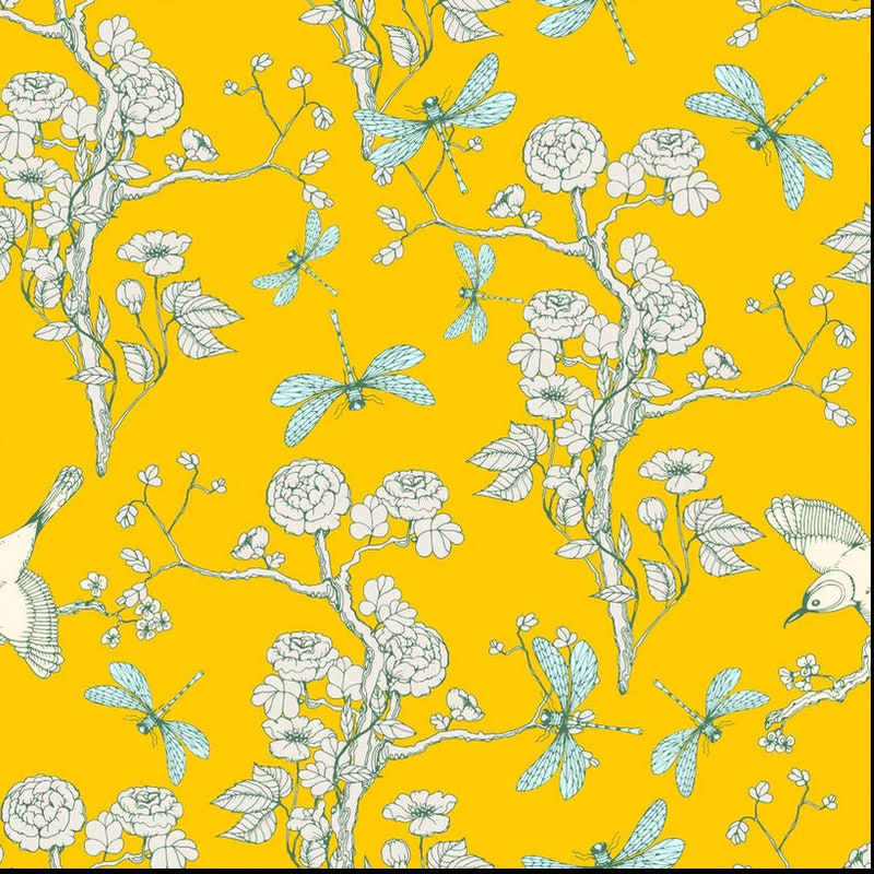 Yellow Chinoiserie Fabric - Etsy