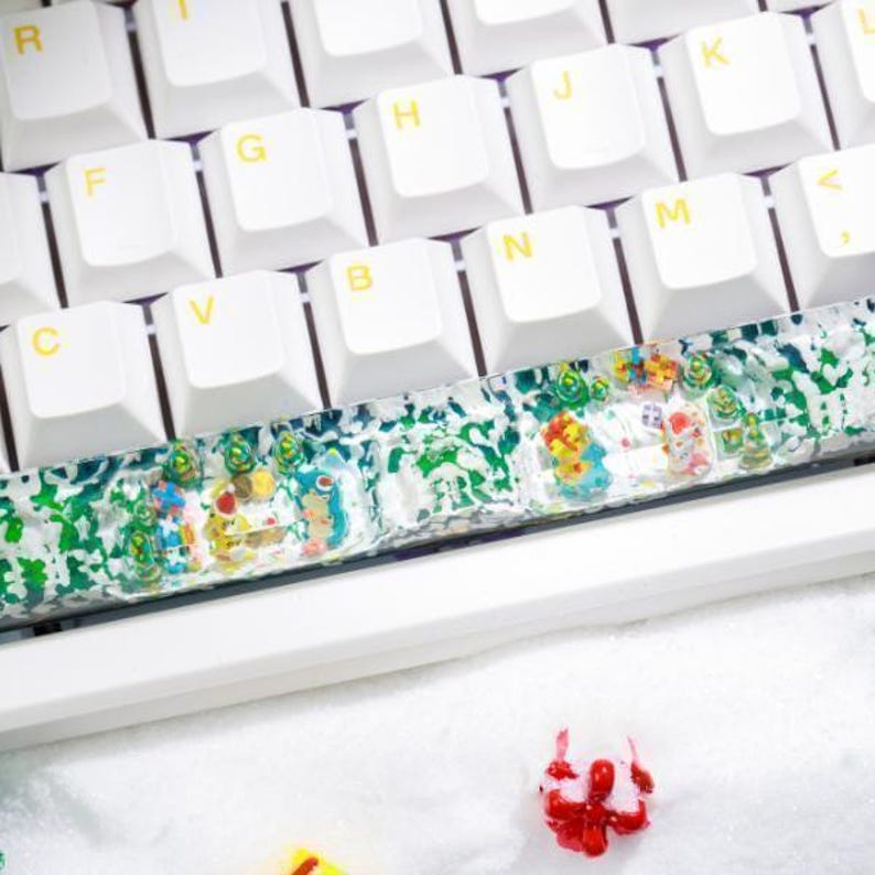 Pokemon Christmas Spacebar Artisan Keycap, Custom Resin Keycap for ...