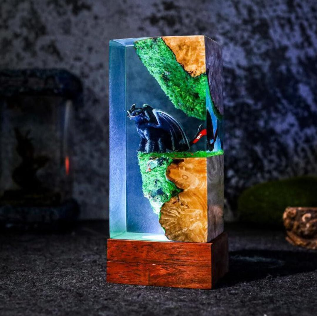 Toothless Night Lamp, HTTYD How to Train Your Dragon Resin Art Light ...