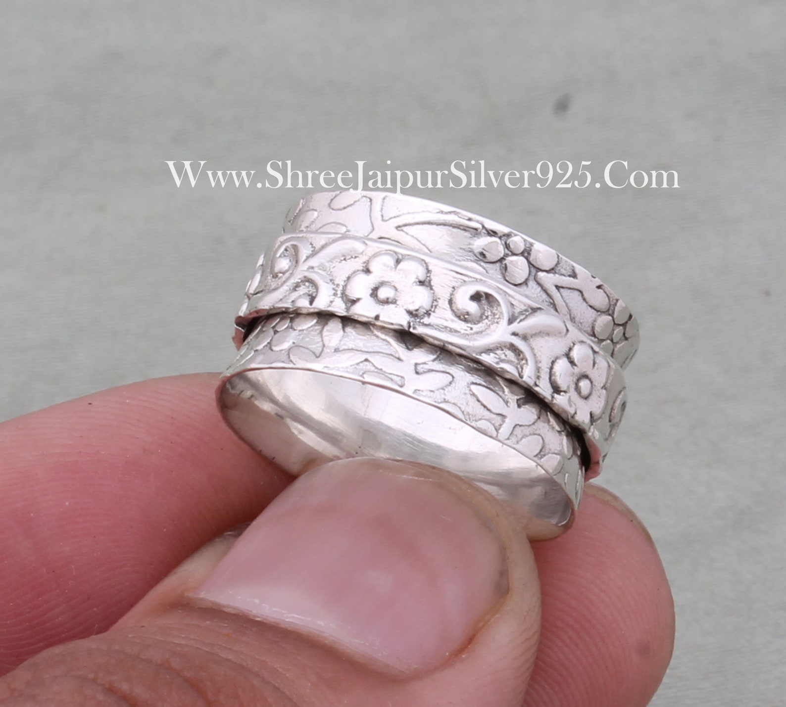 Big Size 925 Sterling Silver Ring SPINNER RING Silver - Etsy