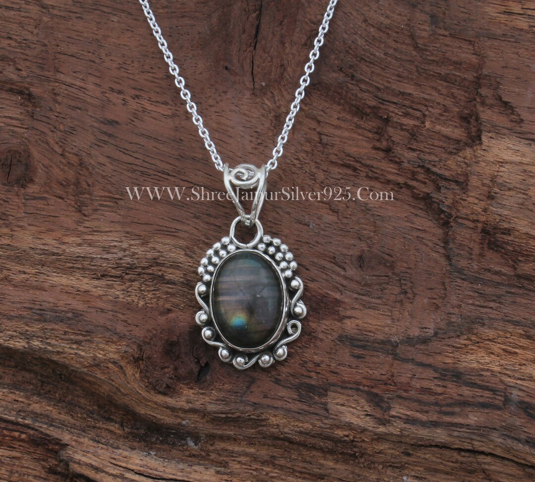 Labradorite Pendant 925 Sterling Silver Pendant Flashy - Etsy