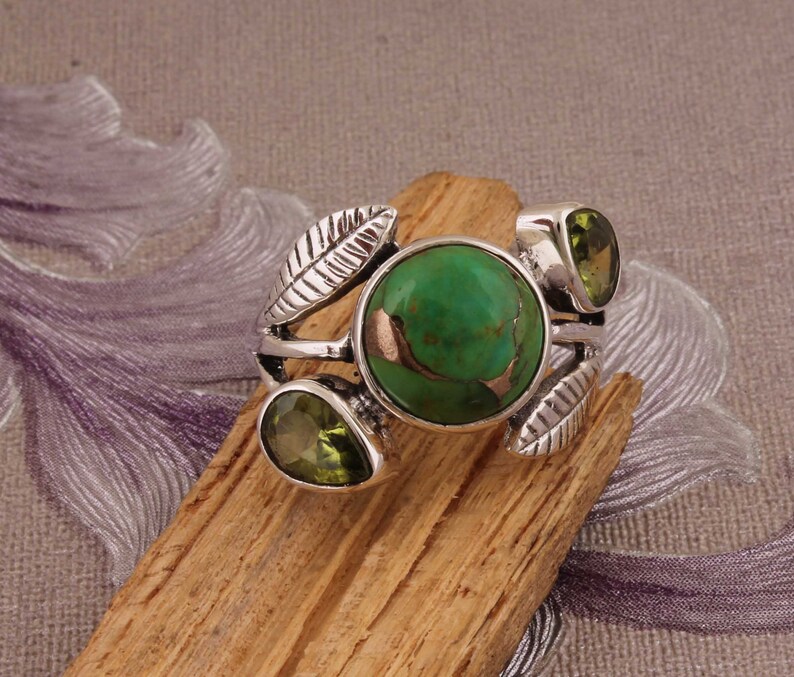 Combo Ring Composite Turquoiseperidot Gemstone's Ring - Etsy